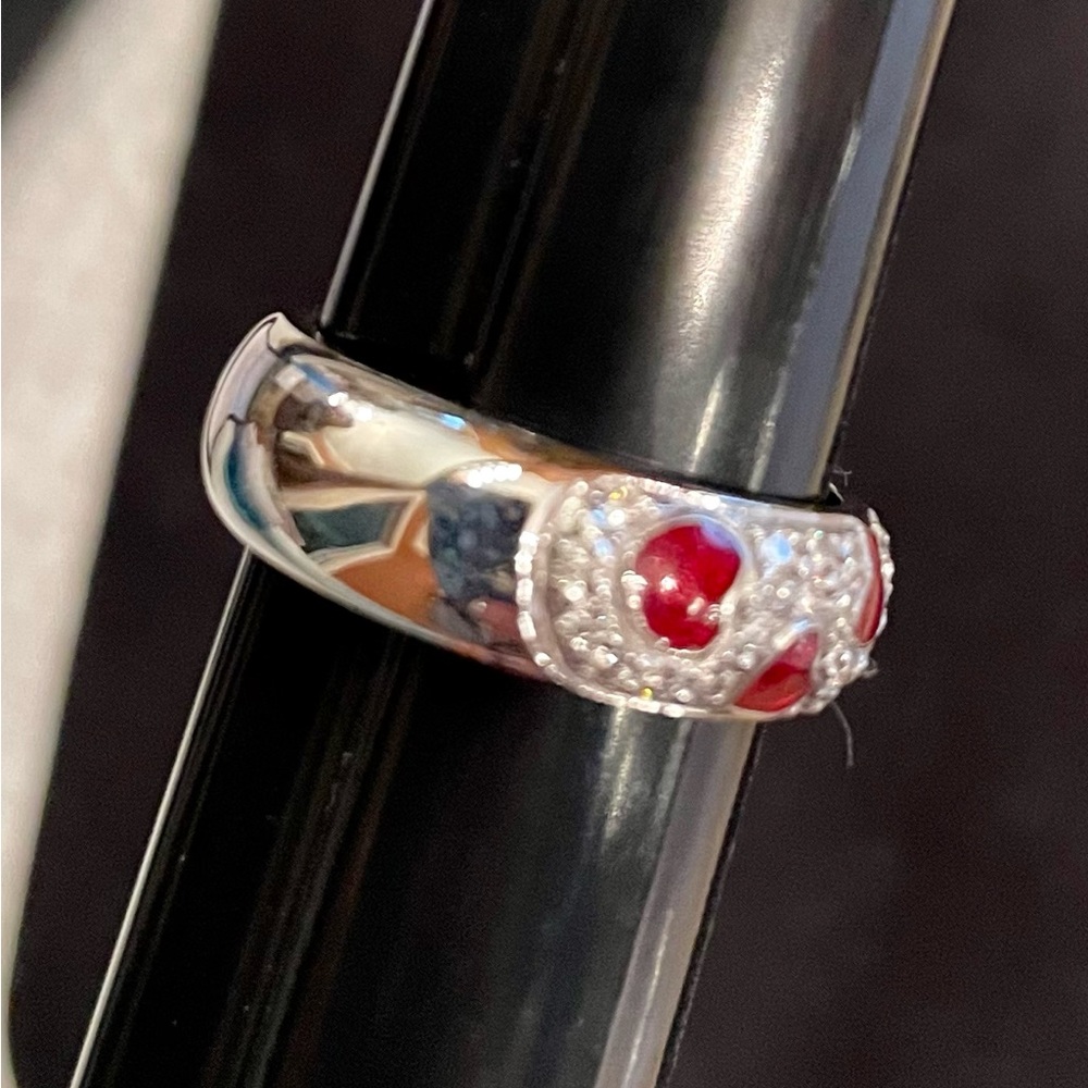 18k Red Enamel Hearts & Pave Diamonds Hidalgo Stackab… - Gem